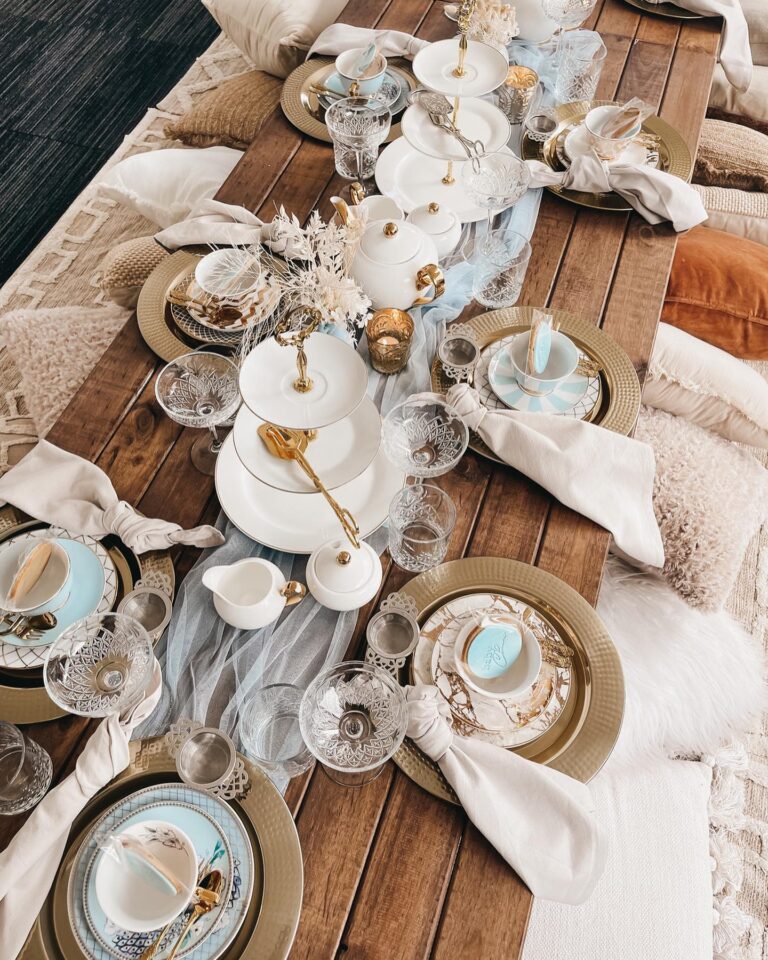 Rustic Low Boho Timber Picnic Tables - Pop Celebrations & Events